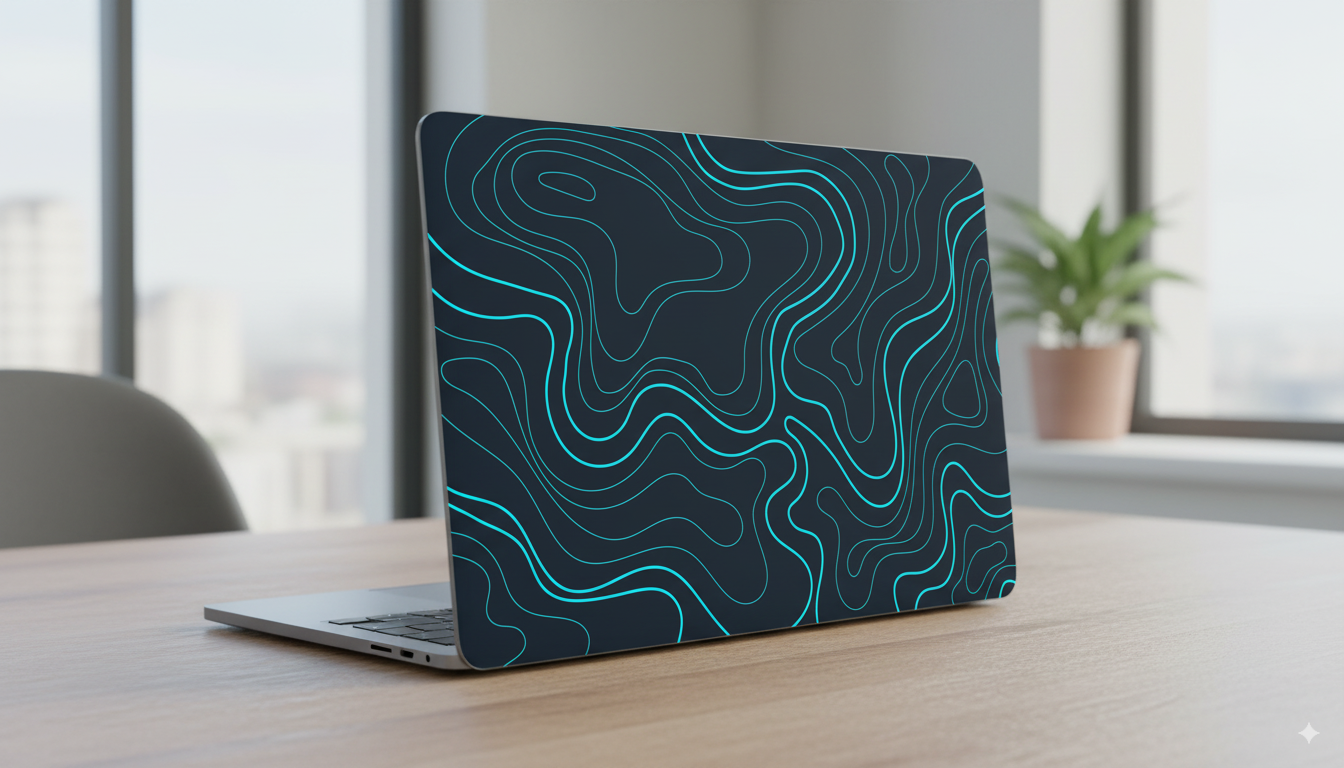 Abstract topographic line background- Laptop Skin | Modern Art – Azaan ...